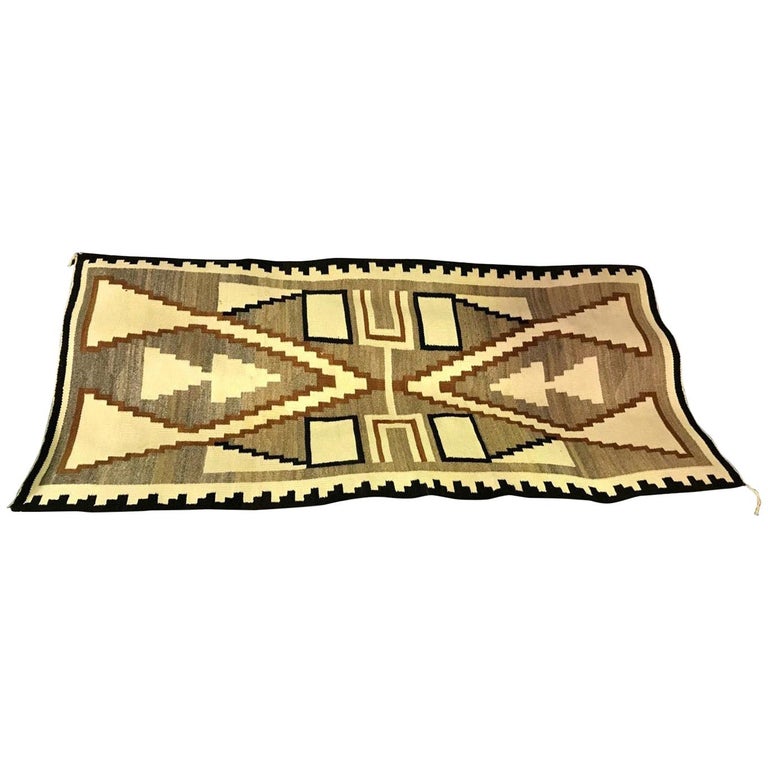 Native American Navajo Large Handwoven Storm Pattern Rug Blanket at 1stDibs