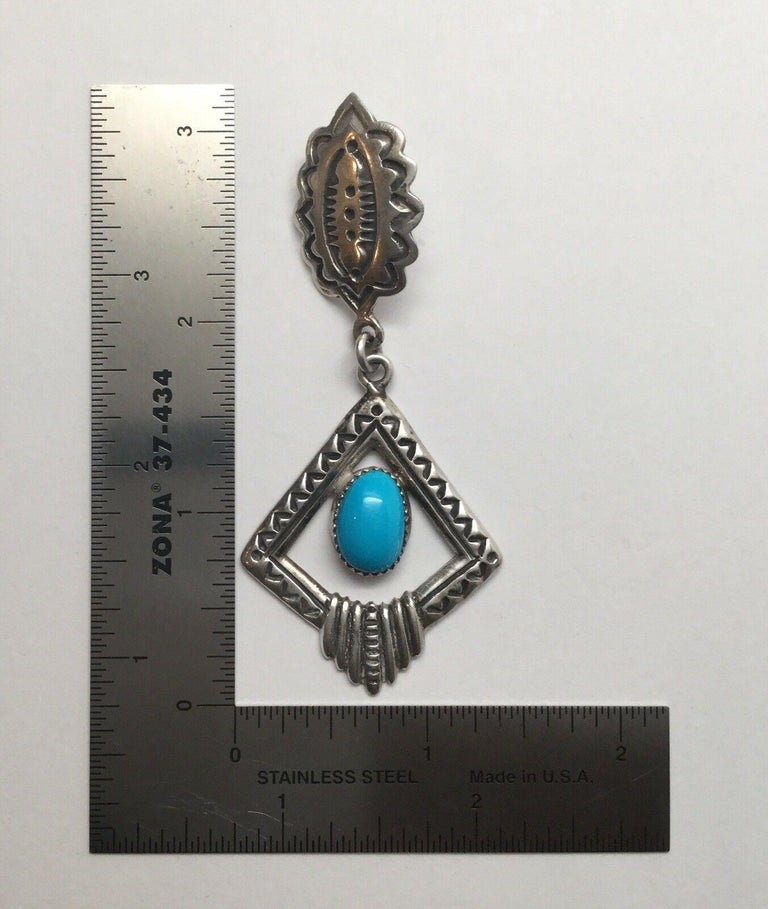 Native American Navajo Randall Tom Sterling Silver Turquoise Dangle ...