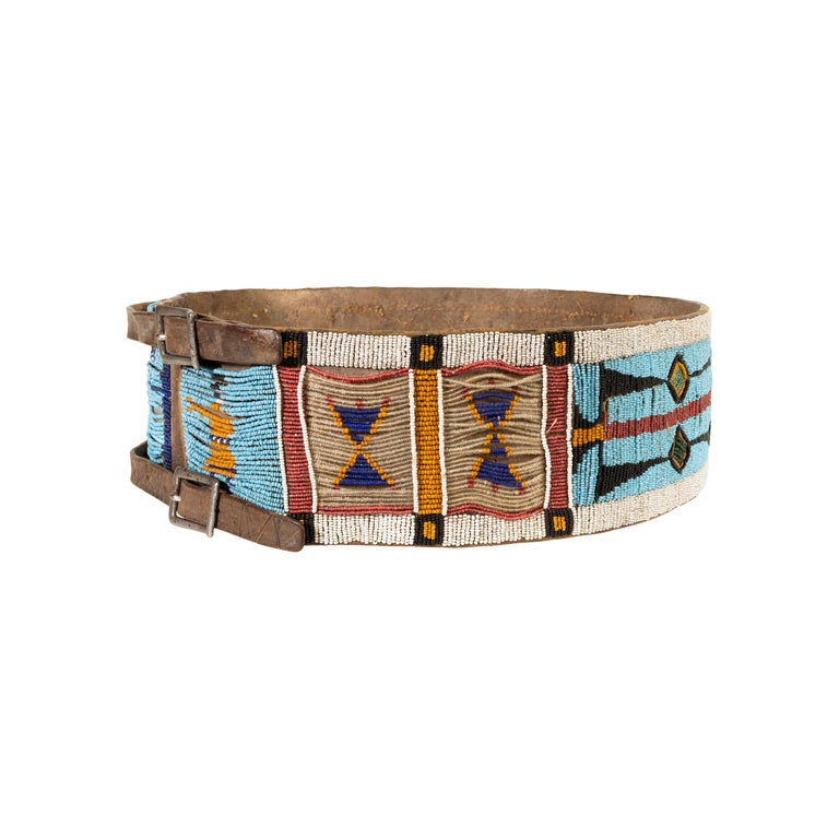 Native American Plateau Beaded Figurative Belt For Sale at 1stDibs