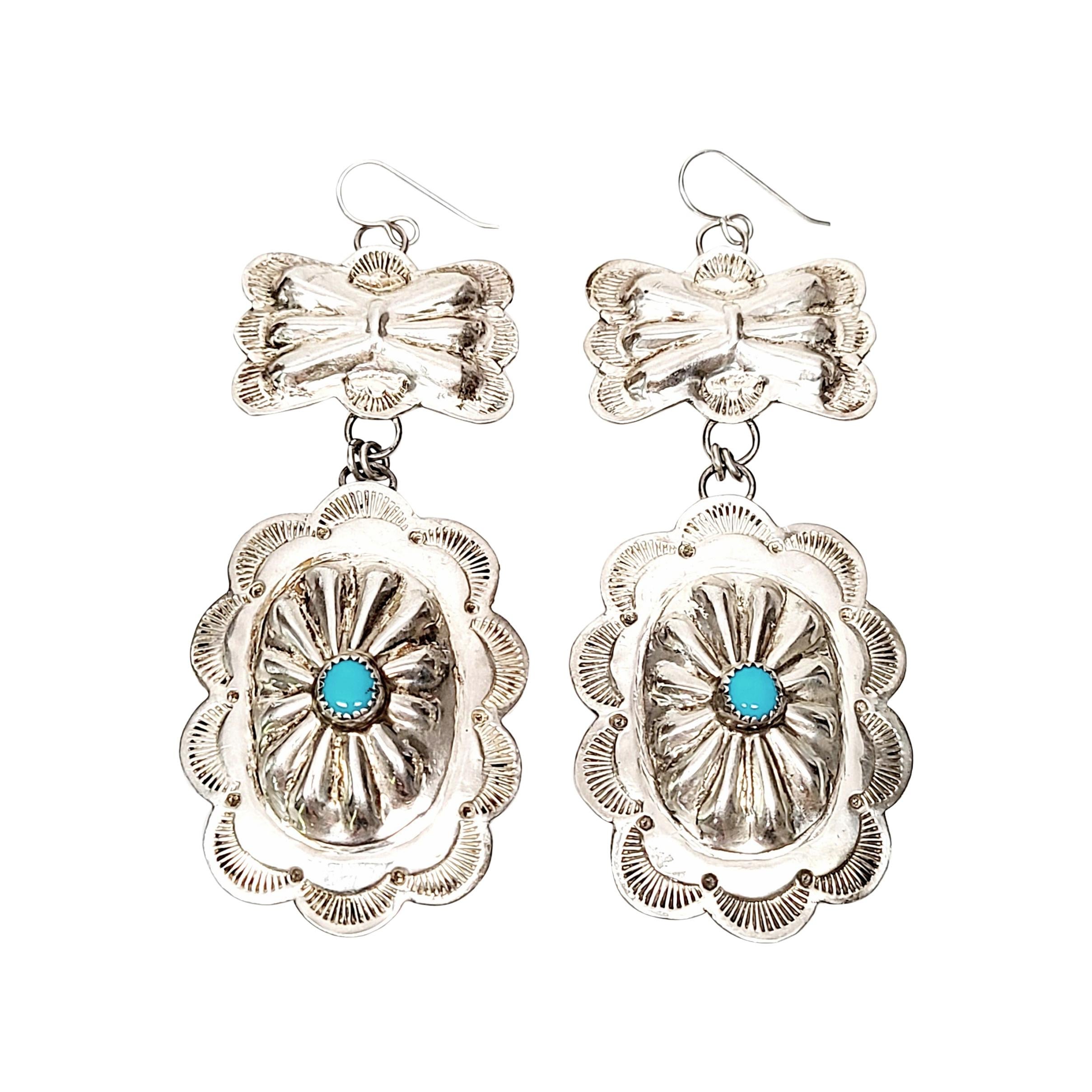 Native American Silver and Turquoise Concho and Butterfly Dangle ...