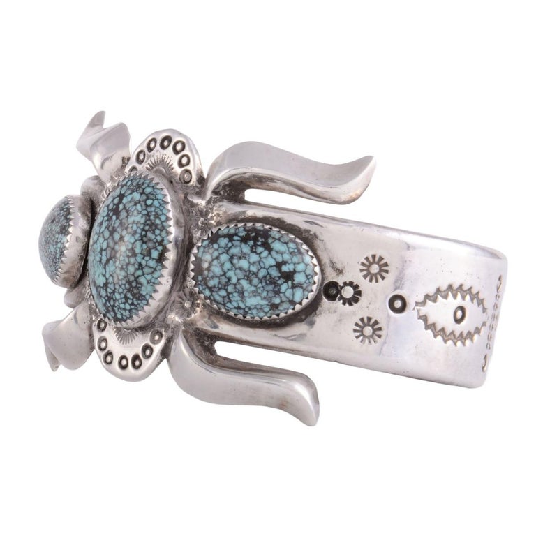 Native American Spider Web Turquoise Bracelet at 1stDibs