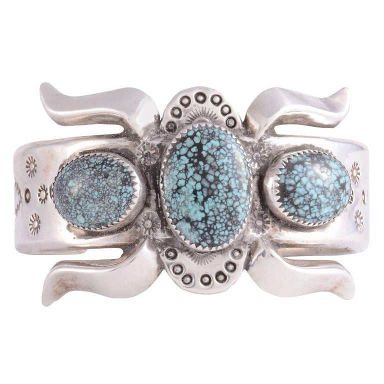 Native American Spider Web Turquoise Bracelet at 1stDibs