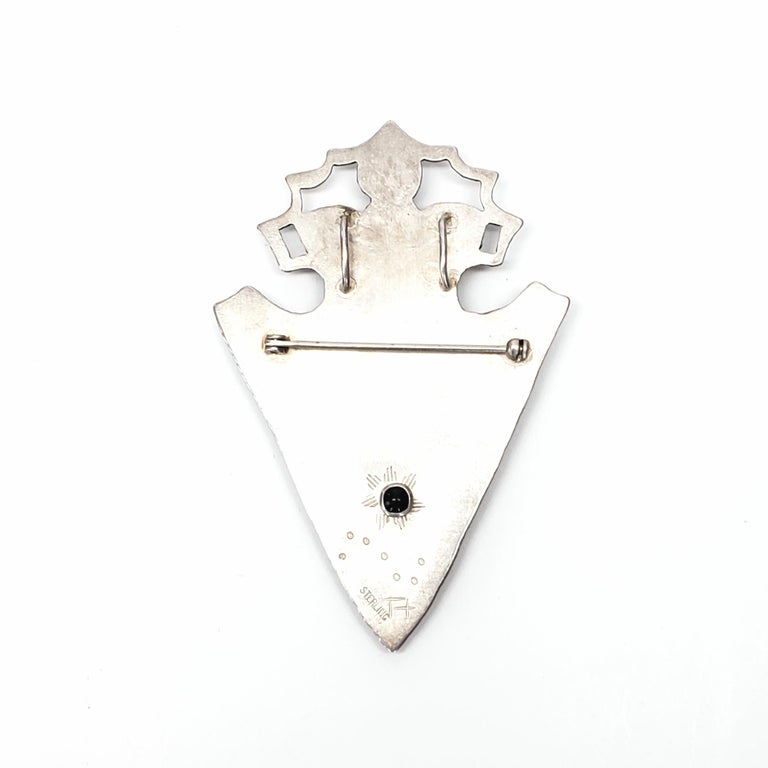 Native American Sterling Silver Banded Agate and Druzy Arrowhead Pin ...