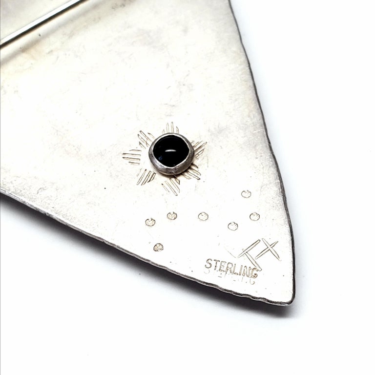 Native American Sterling Silver Banded Agate and Druzy Arrowhead Pin ...