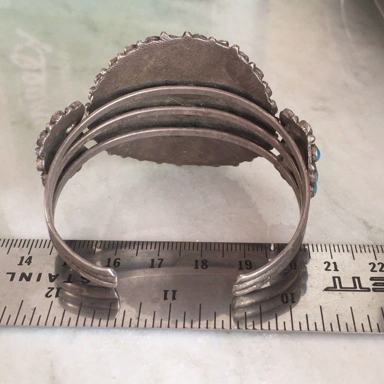 Native American Sterling Silver Hand Made Turquoise Cluster Zuni ...