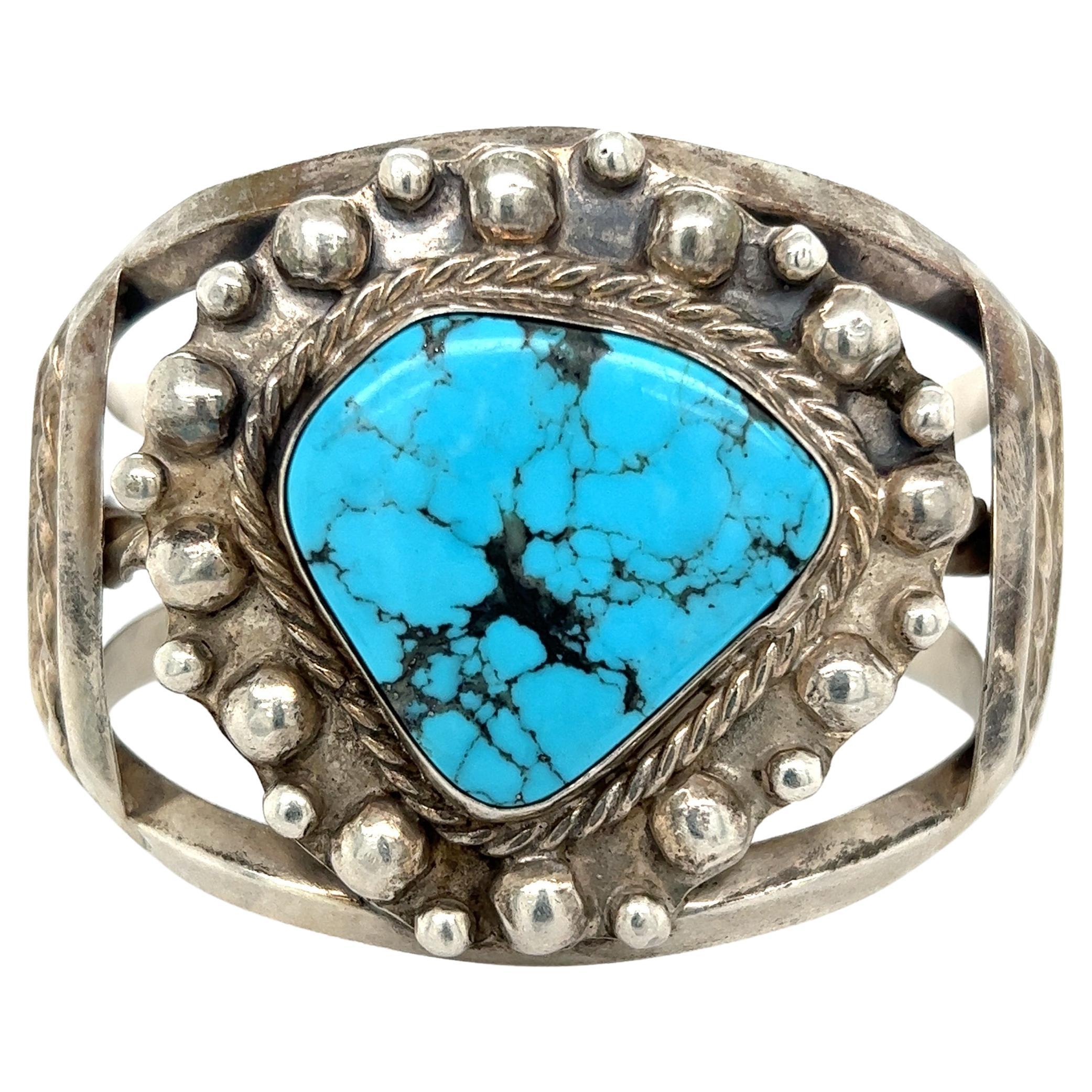 Native American Navajo Sterling Silver and Turquoise Cuff Bracelet For ...