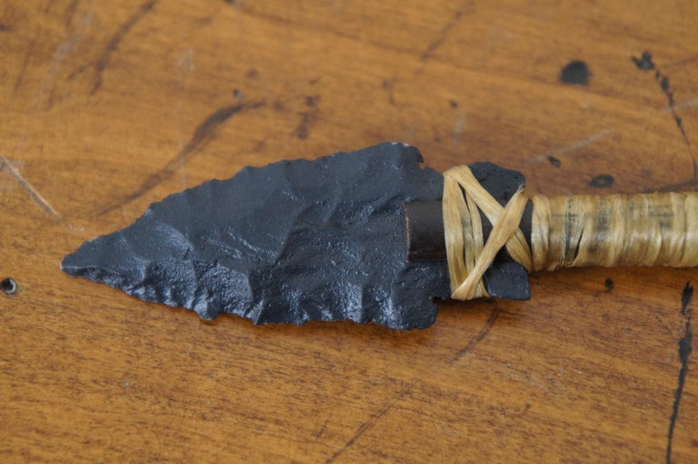 Native American Tribal Black Feather Horse Hair Arrowhead Spear Hunt ...
