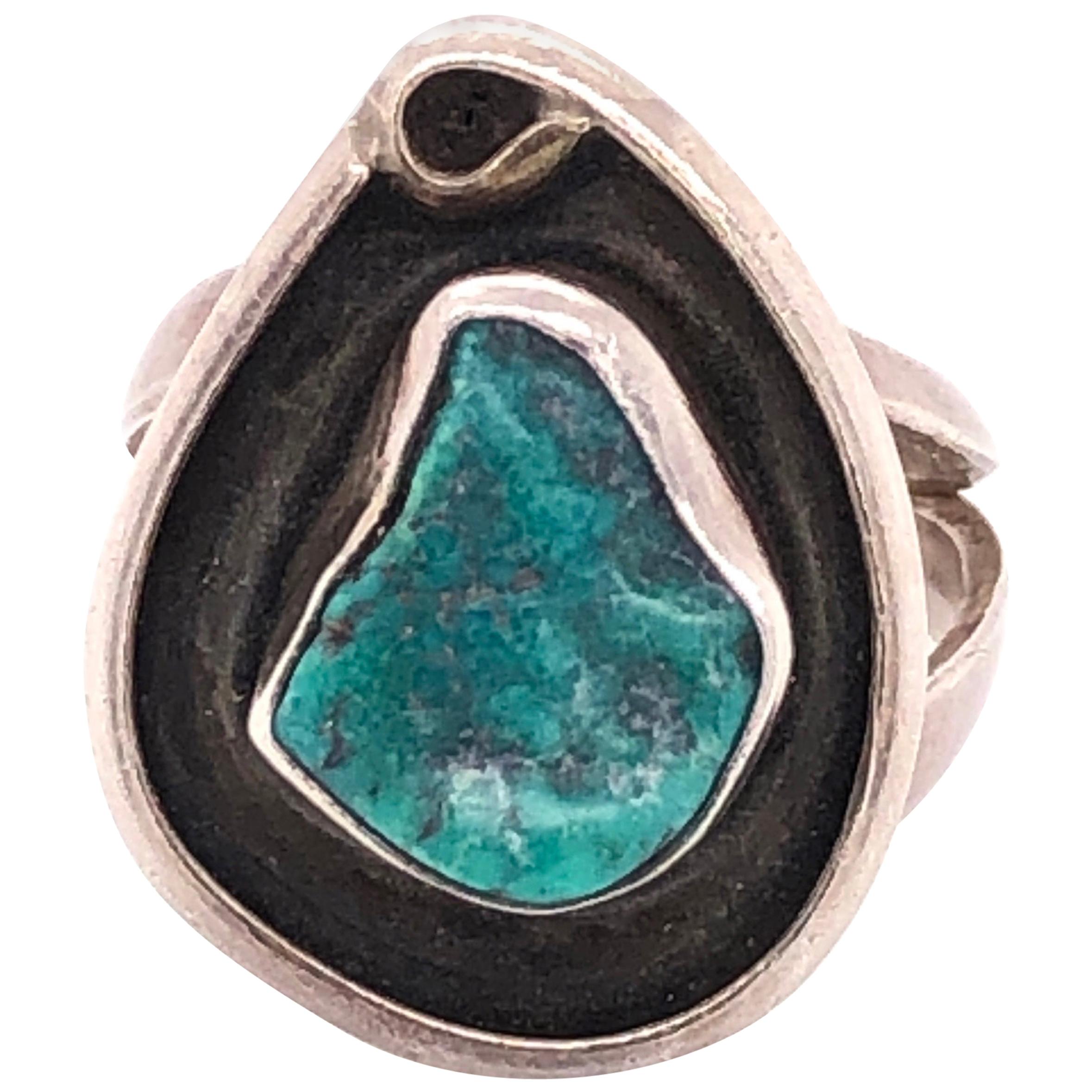 Vintage Navajo Native American Turquoise and Silver Rope Design Ring ...