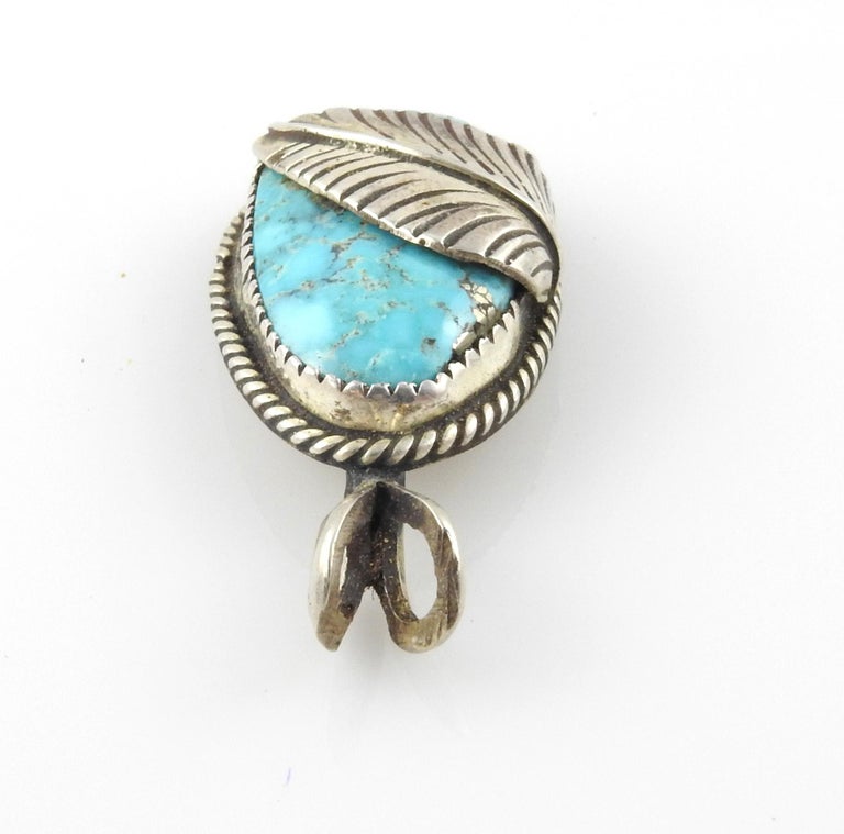 Native American Turquoise Sterling Silver Pendant For Sale at 1stDibs