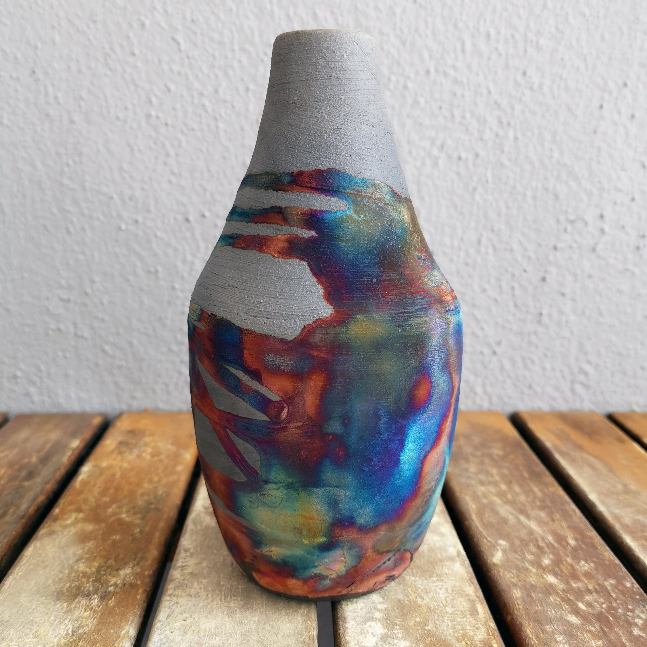Natsu Raku Pottery Vase, Smoked Raku, Handmade Ceramic Home Decor Gift ...