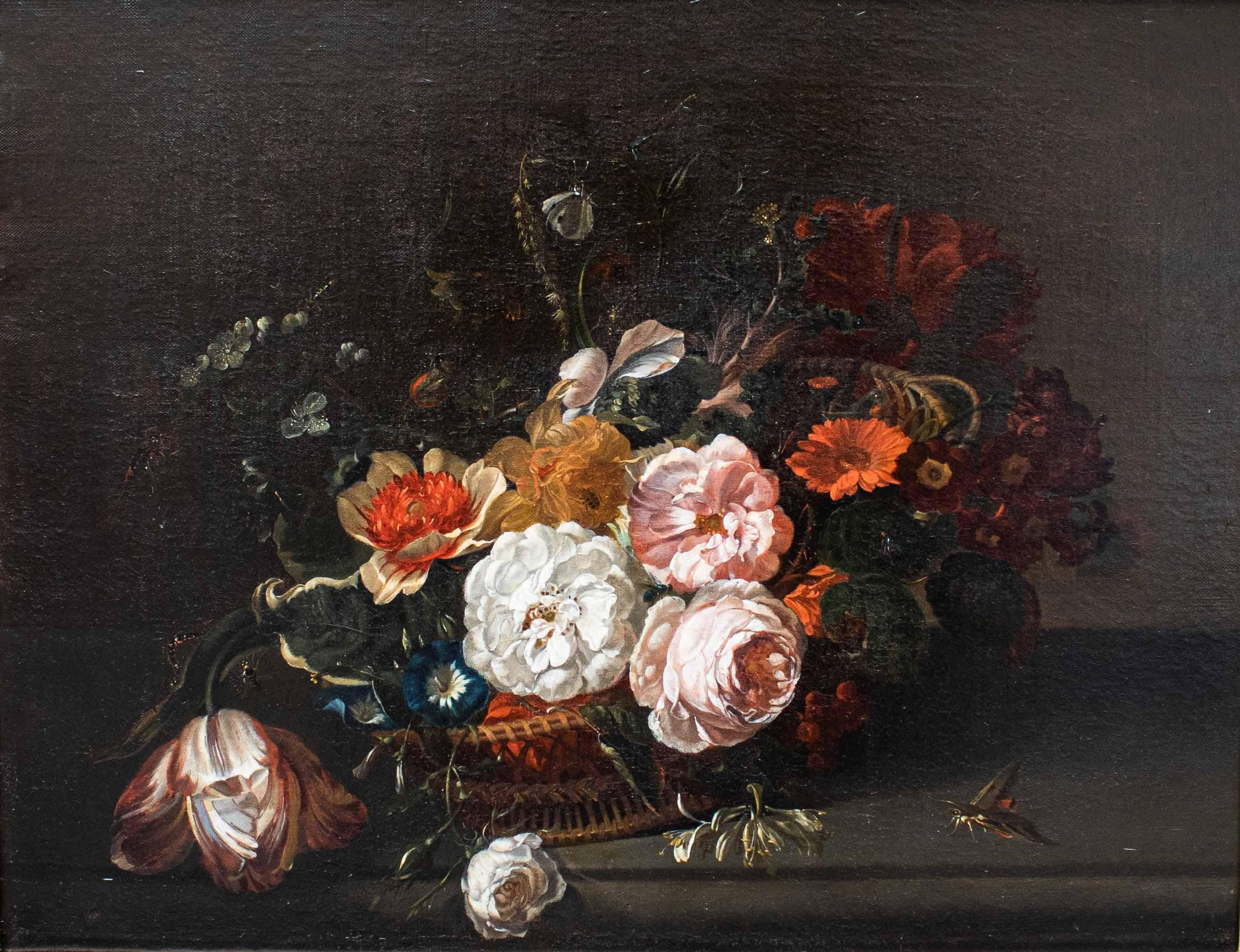 Still life with flowers and insects attributed to Jean-Louis Prévost ...