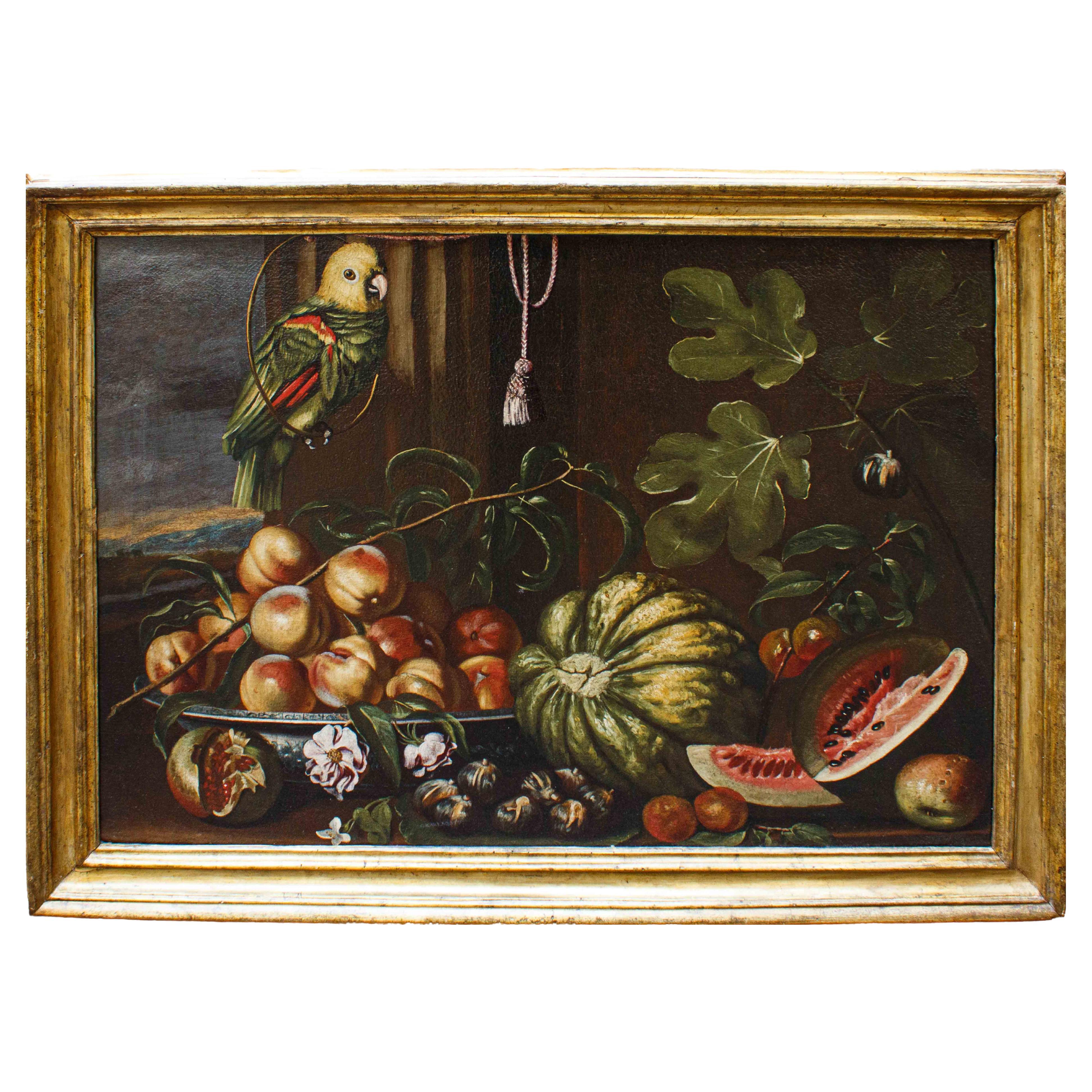 Still life with fruit and parrot by Reynaud Le Vieux, 17th century For ...