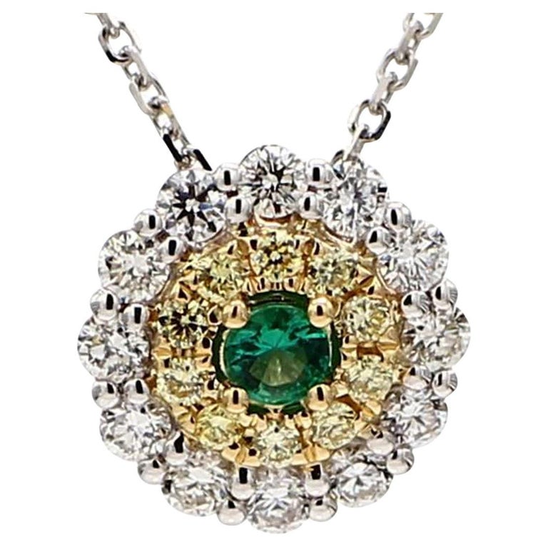 natürlicher runder Smaragd und weißer Diamant .59 Karat TW Gold ...