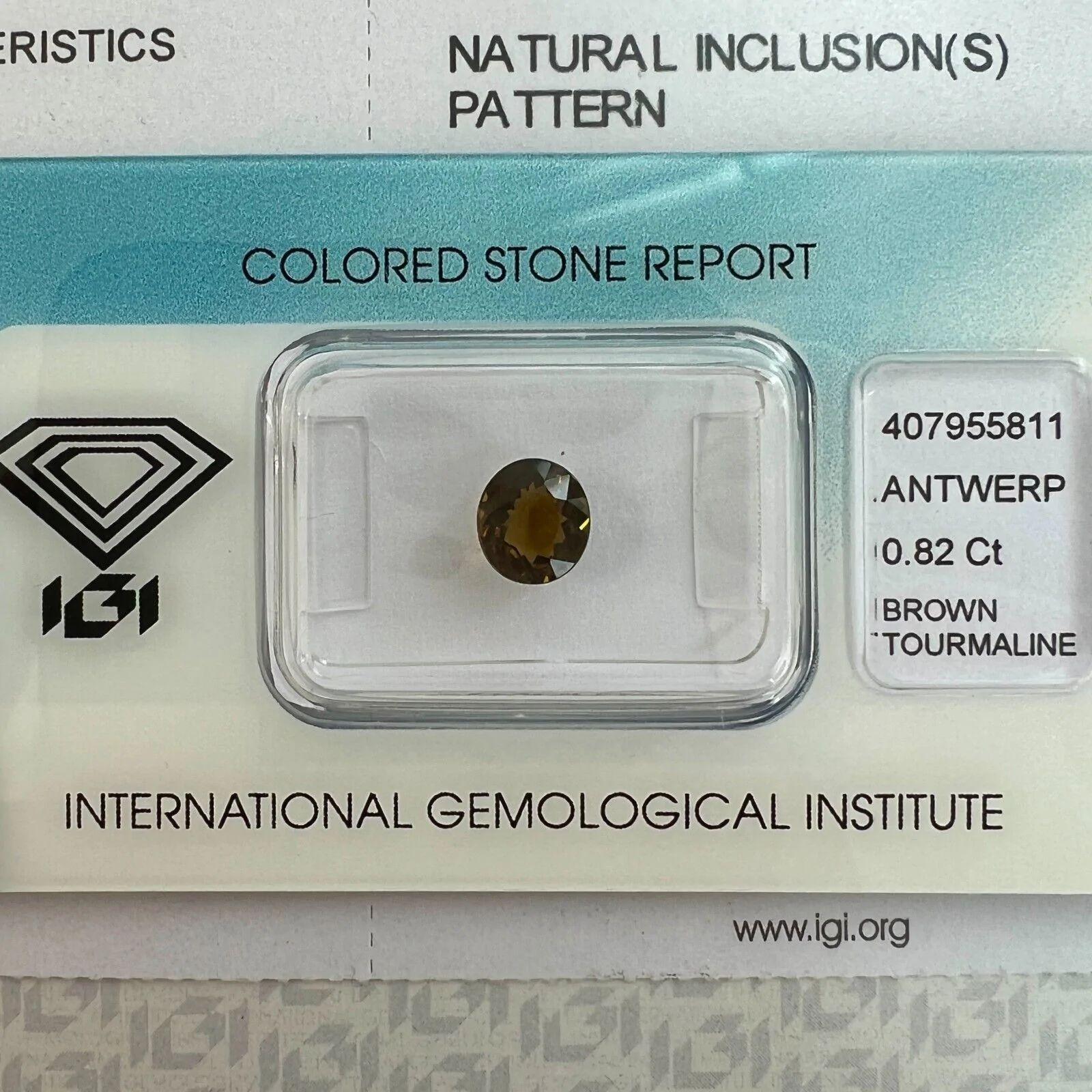 Natural 0.82ct Yellow Brown Tourmaline Green Oval Cut IGI Certified Gem ...