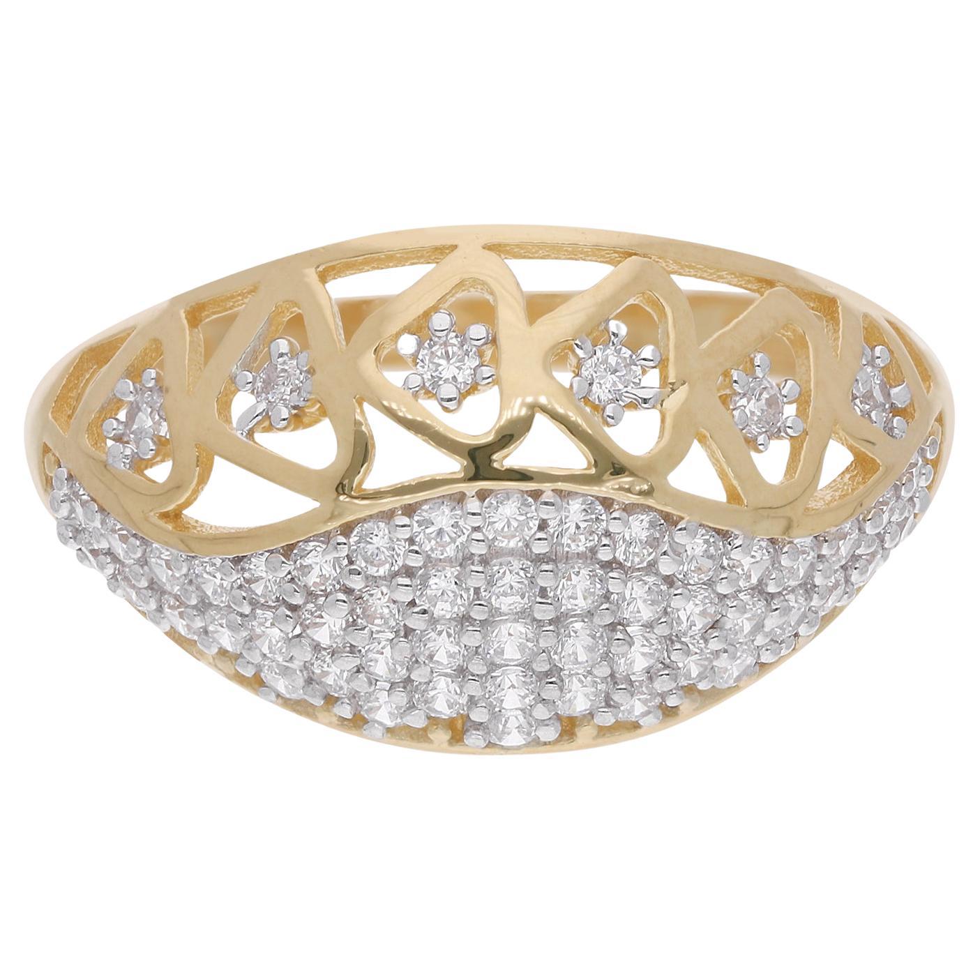 Natural 0.55 Carat Round Diamond Dome Ring 14 Karat Yellow Gold Fine ...
