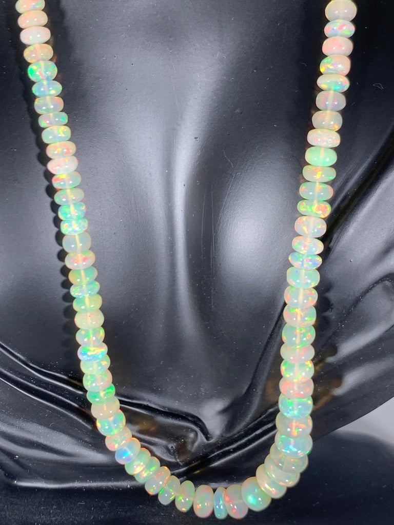 Natural 114 Ct Ethiopian Opal Bead Single Strand Necklace 14 Karat ...