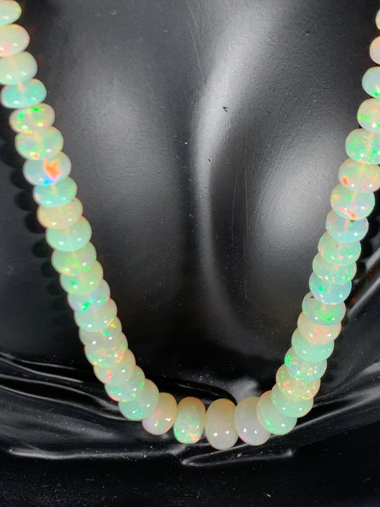 Natural 120 Ct Ethiopian Opal Bead Single Strand Necklace 14 Karat ...