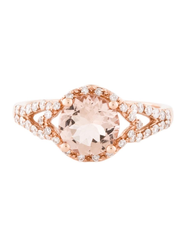 Natural 1.36Ct Morganite 14K Rose Gold Round Cocktail Ring For Sale at ...