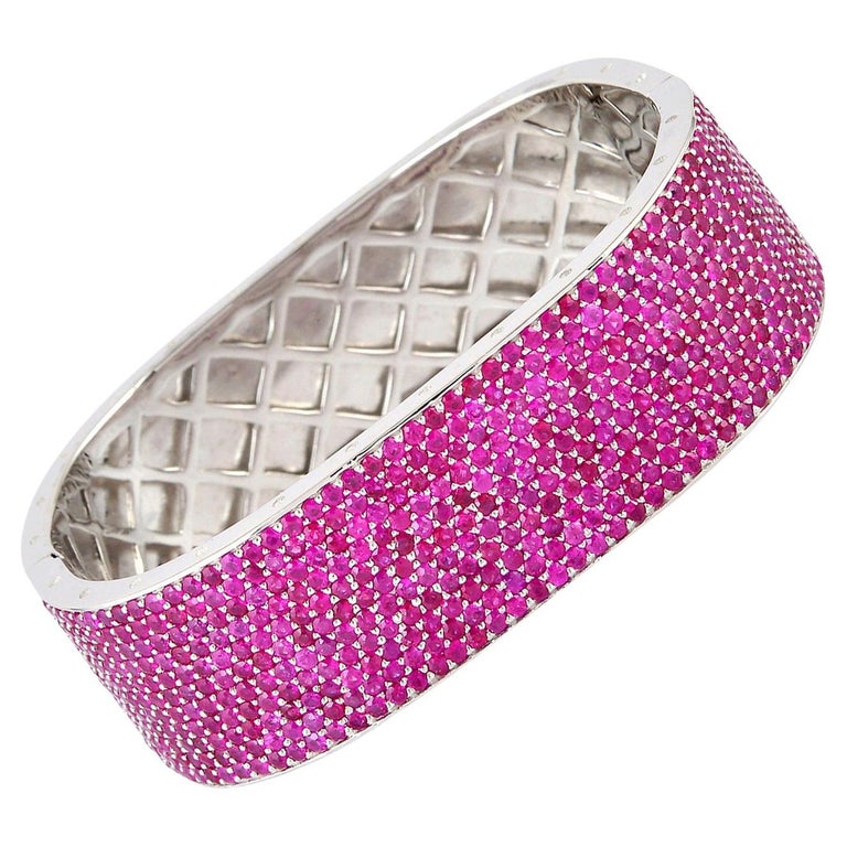 Natural 15.50 Carats Ruby Bangle Set in Silver at 1stDibs