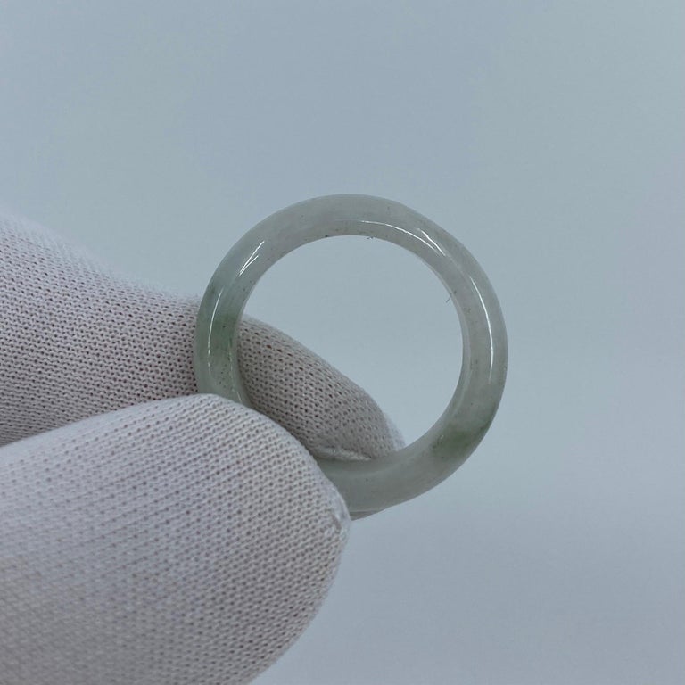 Natural 15.70 Carat Light Mottled Green Jadeite Jade Ring Size M For ...