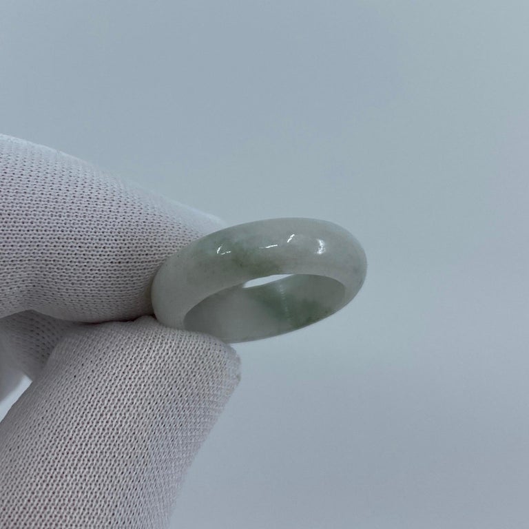 Natural 15.70 Carat Light Mottled Green Jadeite Jade Ring Size M For ...
