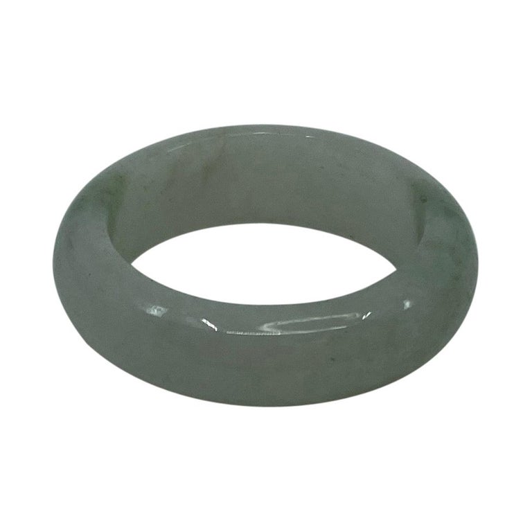 Natural 15.70 Carat Light Mottled Green Jadeite Jade Ring Size M For ...
