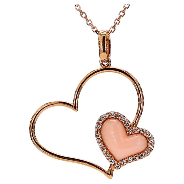 Natural Pink Shell and White Diamond .25 Carat TW Rose Gold Reversible ...