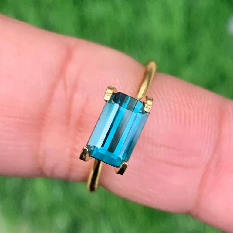 Natural 1.60 Carat Loose Indicolite Tourmaline Emerald Cut Gemstone For ...