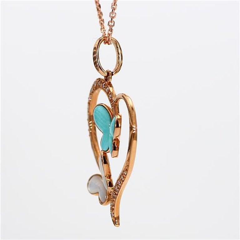 Natural Turquoise/Pearl and White Diamond.23 Carat TW Gold Reversible ...