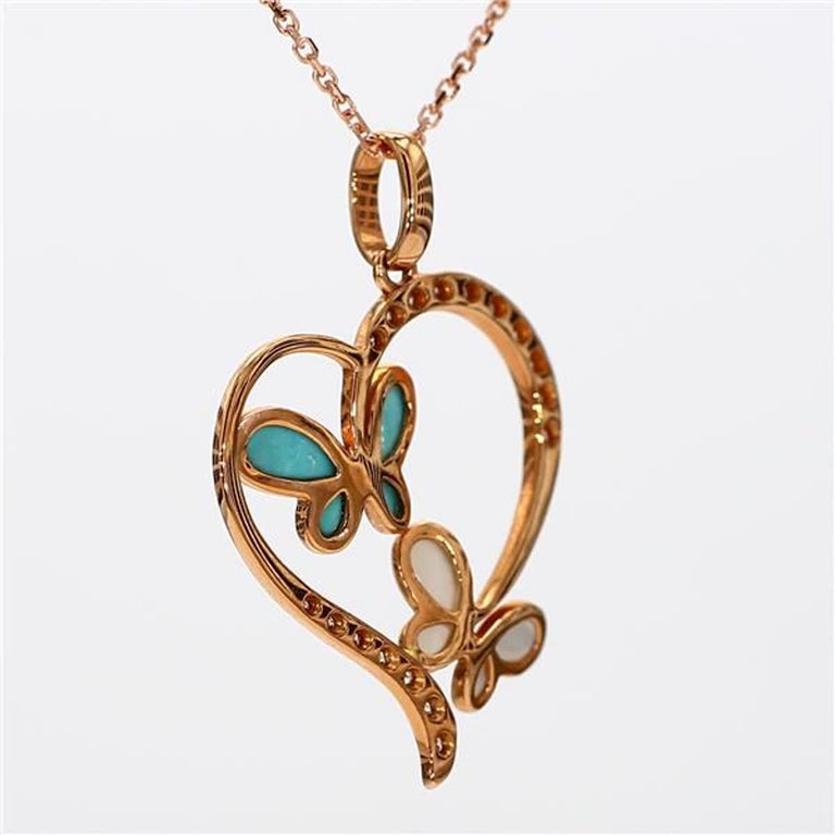 Natural Turquoise/Pearl and White Diamond.23 Carat TW Gold Reversible ...