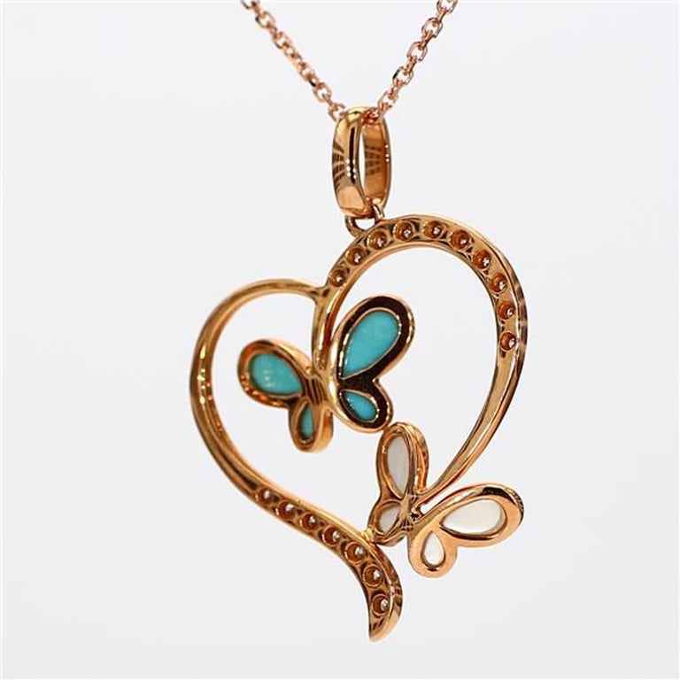 Natural Turquoise/Pearl and White Diamond.23 Carat TW Gold Reversible ...