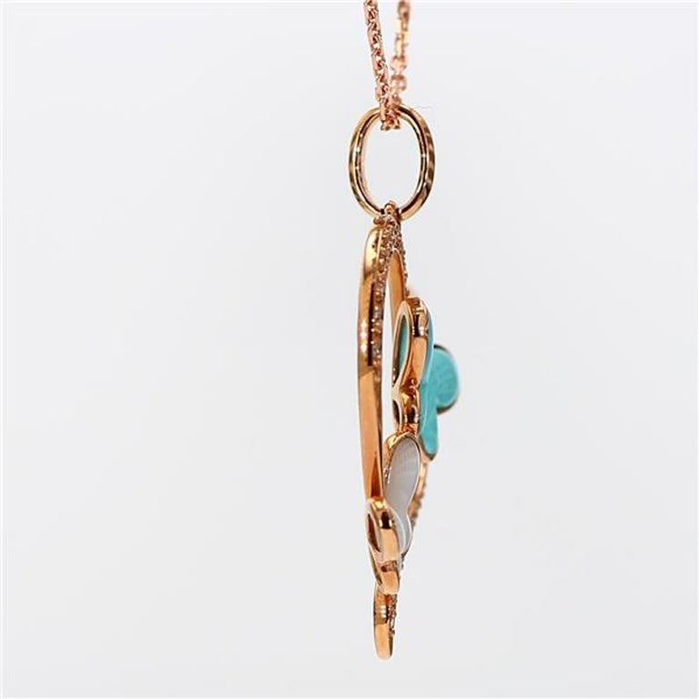 Natural Turquoise/Pearl and White Diamond.23 Carat TW Gold Reversible ...