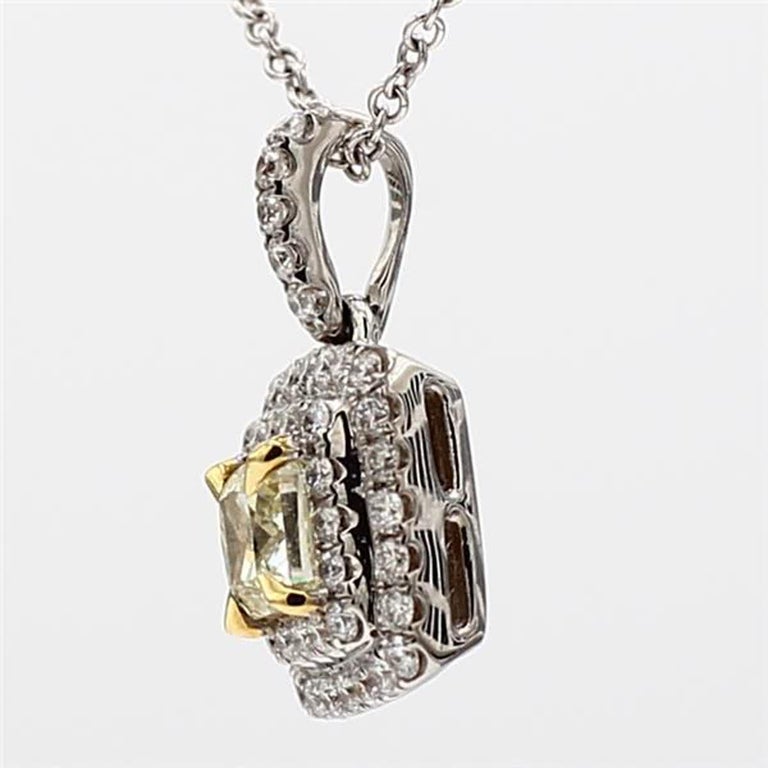 Natural Yellow Radiant and White Diamond .44 Carat TW Gold Drop Pendant ...