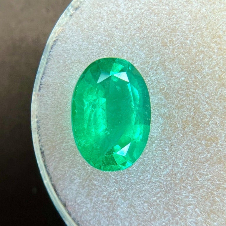 Natural 2.20ct Rare Vivid Green Oval Cut Fine Emerald Loose Gemstone ...