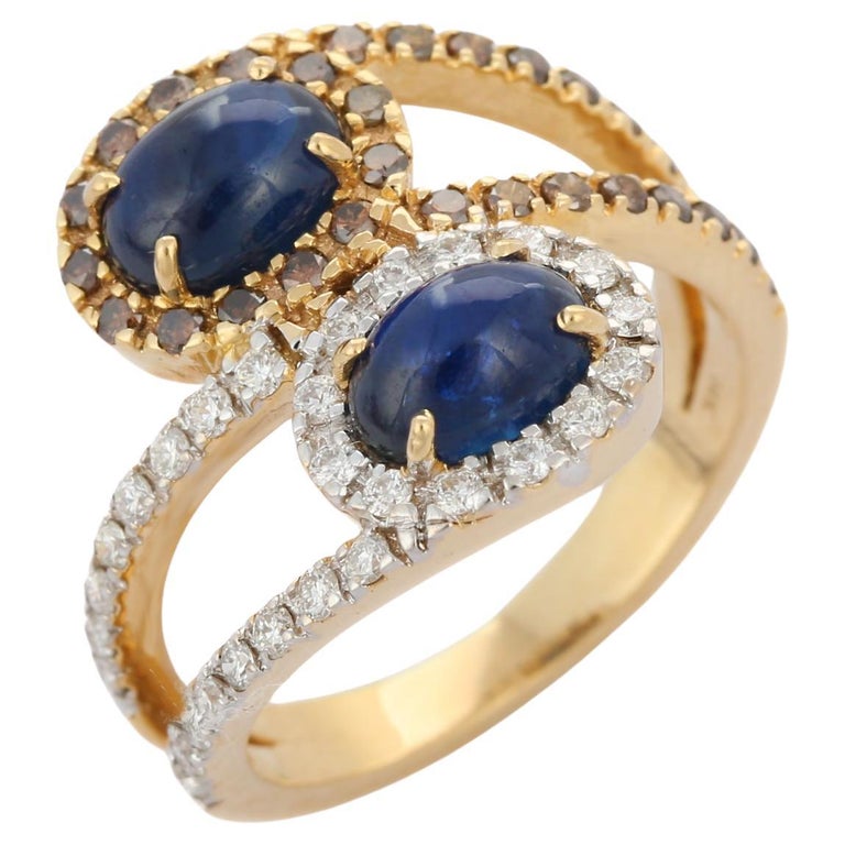 Customizable Natural 2.7 ct Blue Sapphire Bypass Wrap Ring with ...