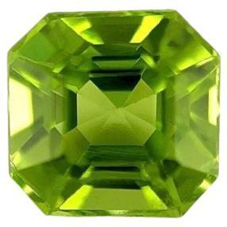 Natural 3.00ct Vivid Green Peridot Square Octagon Asscher Cut Gem at ...