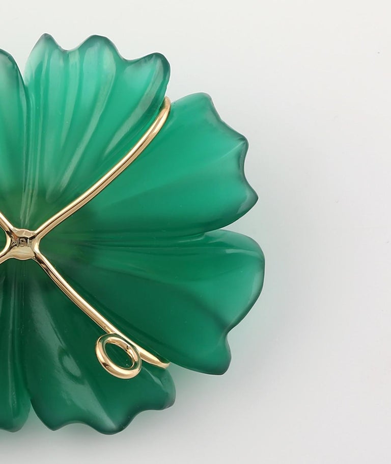 Natural 5 Carat Opal and Green Onyx Flower Pendant 18k Yellow Gold For ...