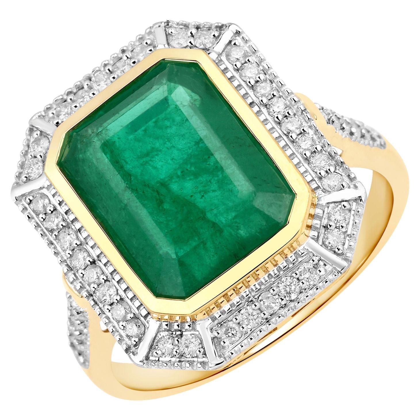 Vintage 4.25 Carat Diamond and Emerald 14k Yellow Gold Insert Cocktail ...
