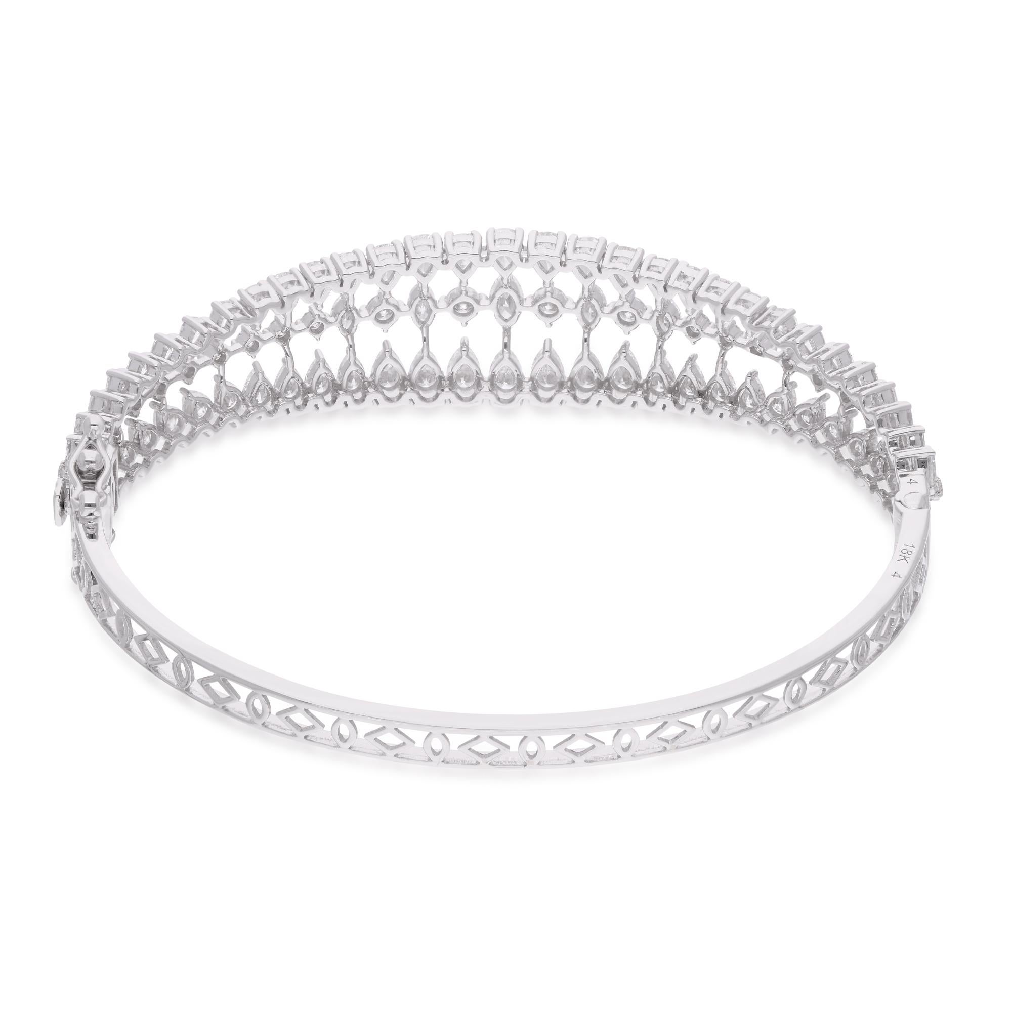 Natural 5.33 Carat Diamond Cage Bangle Bracelet 14 Karat White Gold ...