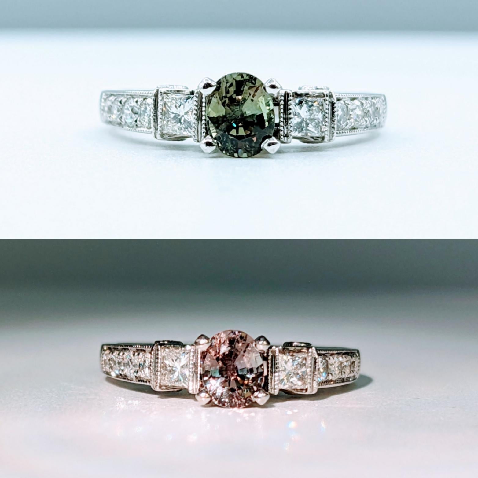 Natural .62ct Alexandrite and Diamond Ring For Sale at 1stDibs