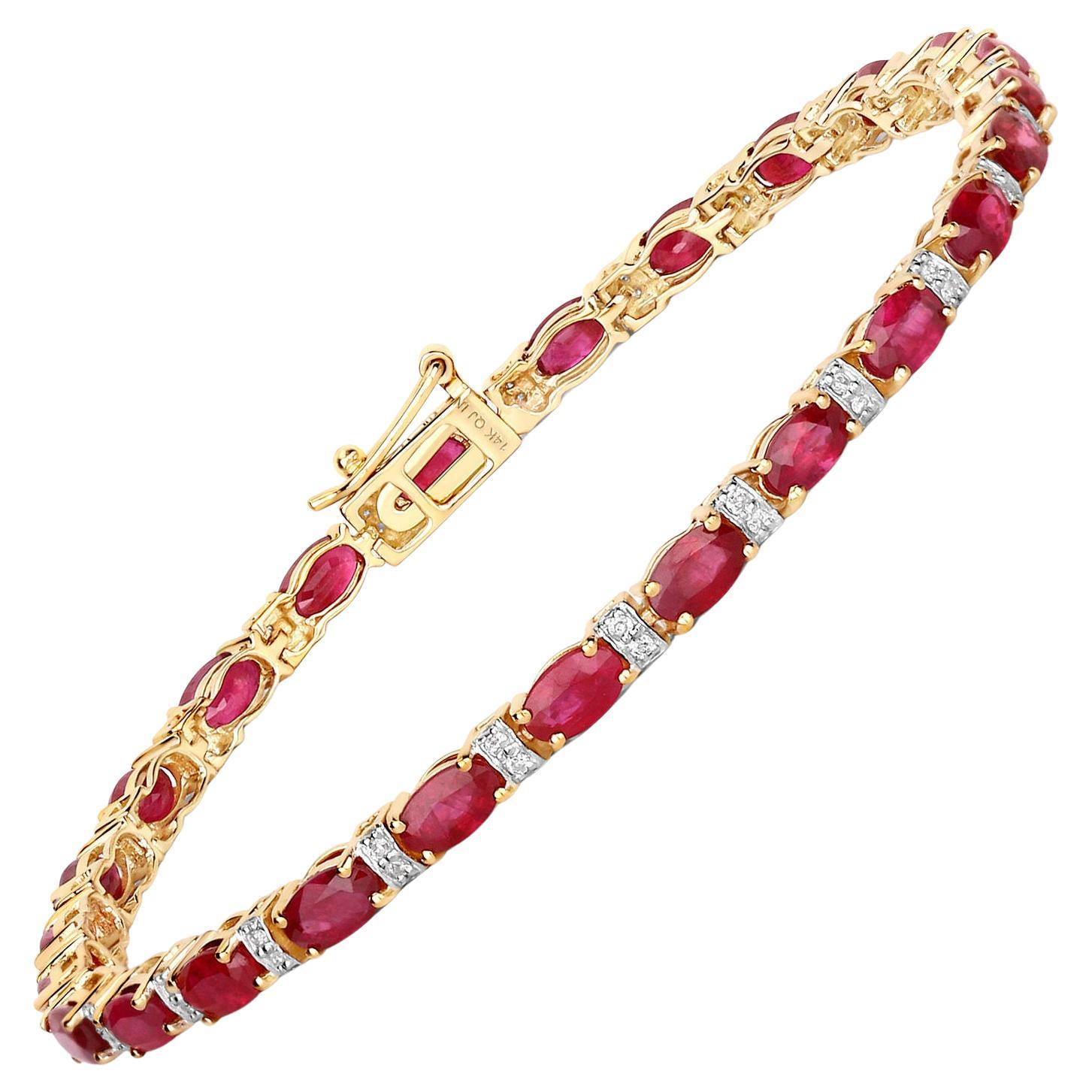9.60 Carat Natural Bright Vivid Red Ruby Diamonds Clusters Tennis ...