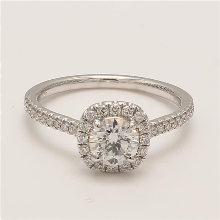 Natural White Round Diamond 1.00 Carat TW White Gold Cocktail Ring For ...