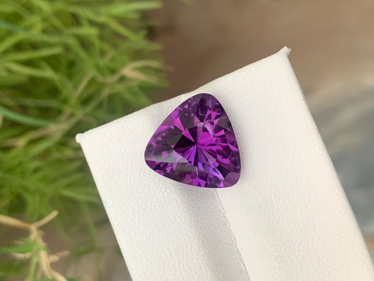 Natural 7.60 Carat Loose Dark Purple Amethyst Trilliant Shape from ...