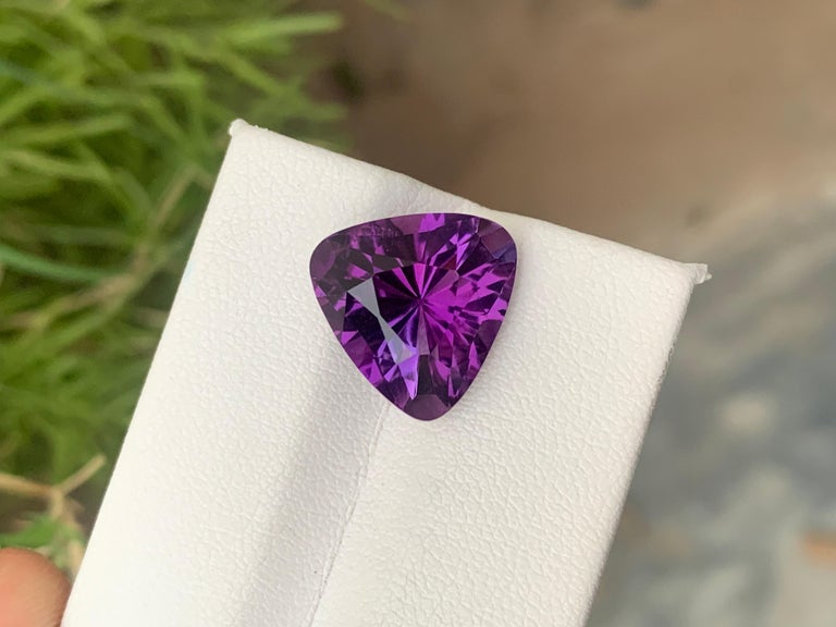 Natural 7.60 Carat Loose Dark Purple Amethyst Trilliant Shape from ...