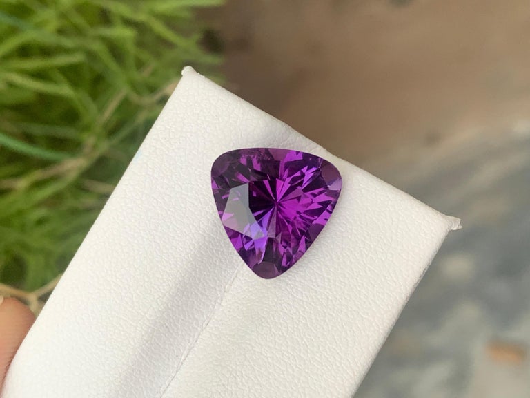 Natural 7.60 Carat Loose Dark Purple Amethyst Trilliant Shape from ...