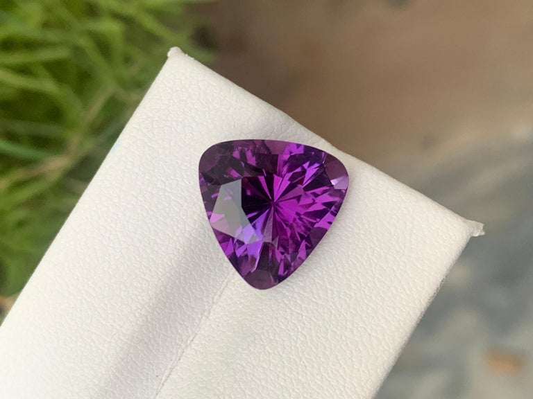 Natural 7.60 Carat Loose Dark Purple Amethyst Trilliant Shape from ...