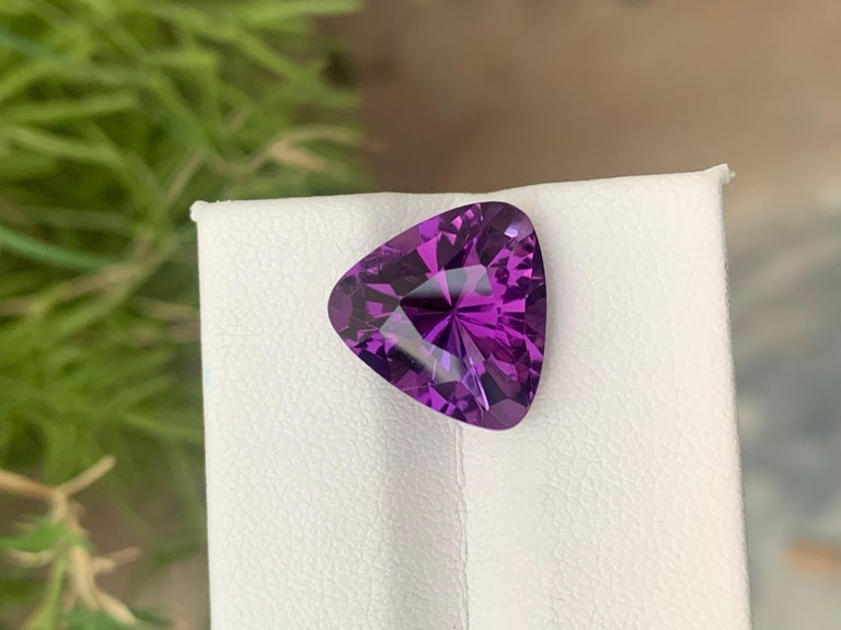 Natural 7.60 Carat Loose Dark Purple Amethyst Trilliant Shape from ...