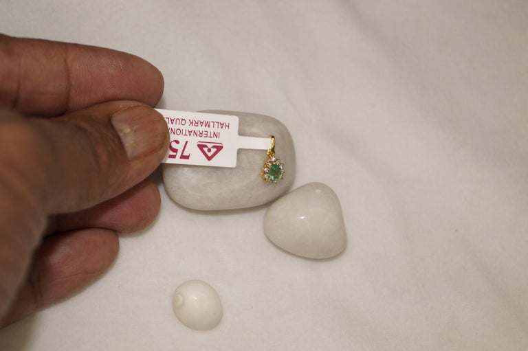 Certified Natural Emerald Diamond Pendant Hallmark 18K Gold Pendant For ...