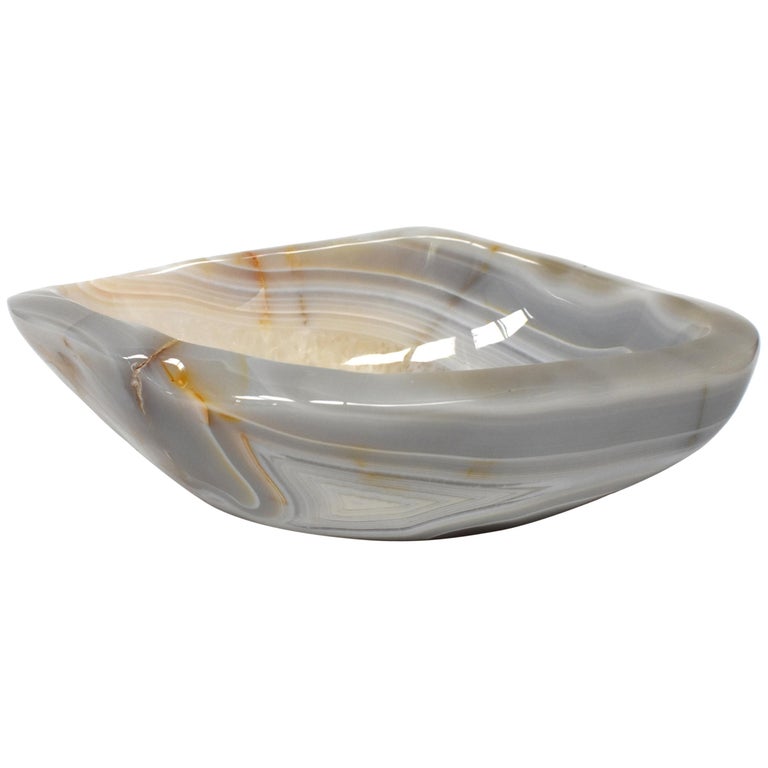 Natural Agate Bowl 4.6 Lb Large Hand Made at 1stDibs