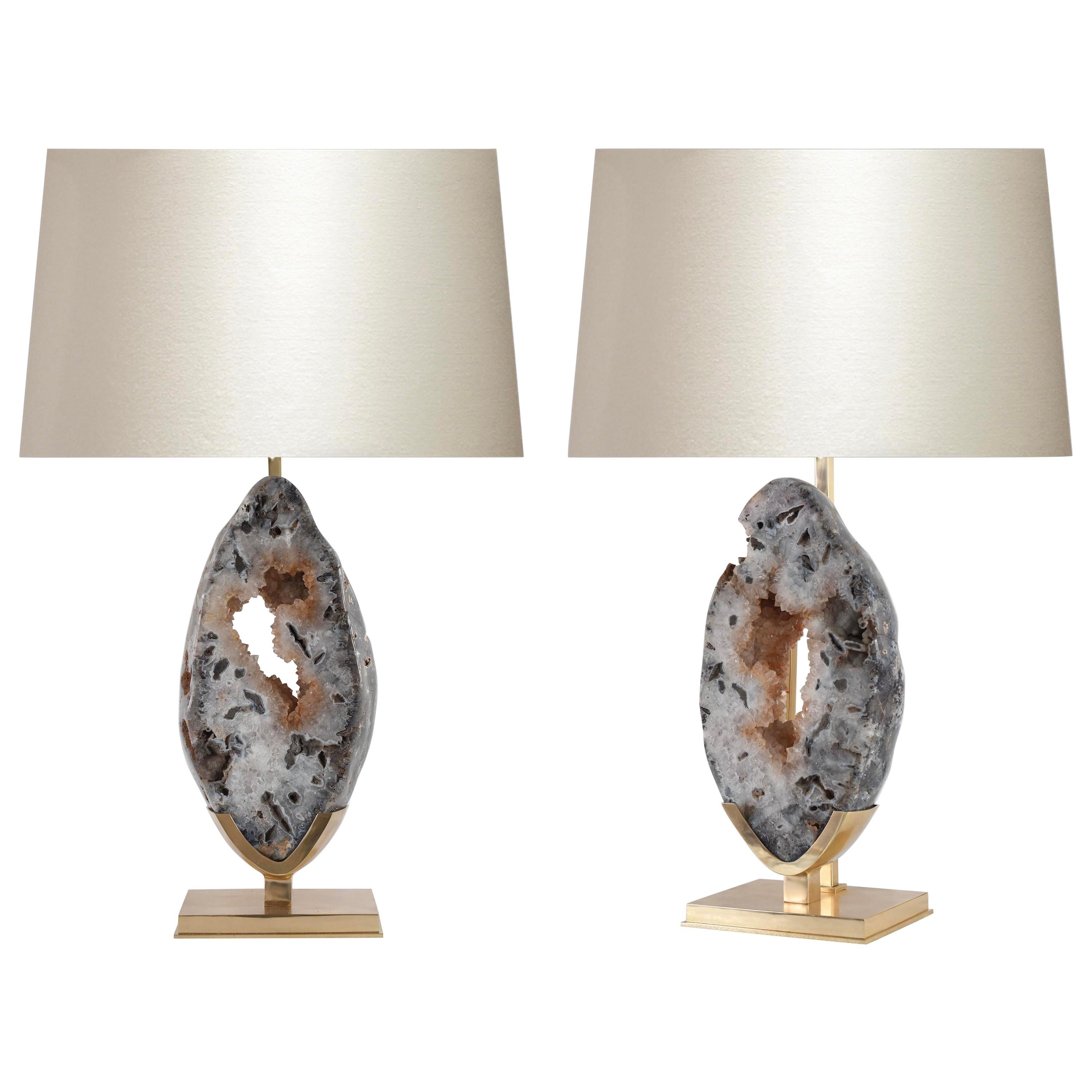 Pair of Rare Natural Agate Table Lamps at 1stdibs